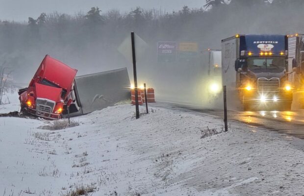 Crashed Out Semi on Maine Turnpike to Stay Until After Big Storm | Newsradio WGAN