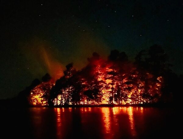 Firefighters Still Monitoring Pushaw Lake Island After Large Fire ...